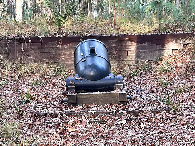 This surprisingly well-preserved cannon once defended Savannah's southern approach. Today it stands guard over picnicking families and curious history buffs.
