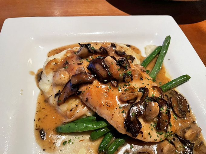 Chicken Marsala that would make an Italian grandmother nod in approval. Those mushrooms have clearly been living their best life. 