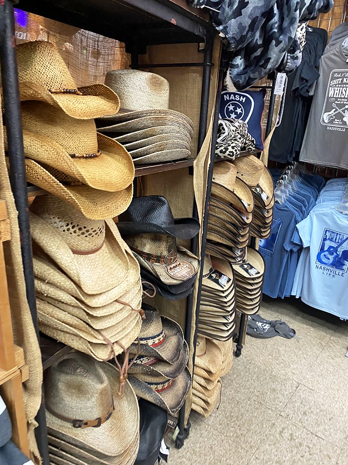 Cowboy hat heaven awaits the aspiring Nashville star. Try one on and suddenly even your humming sounds country.