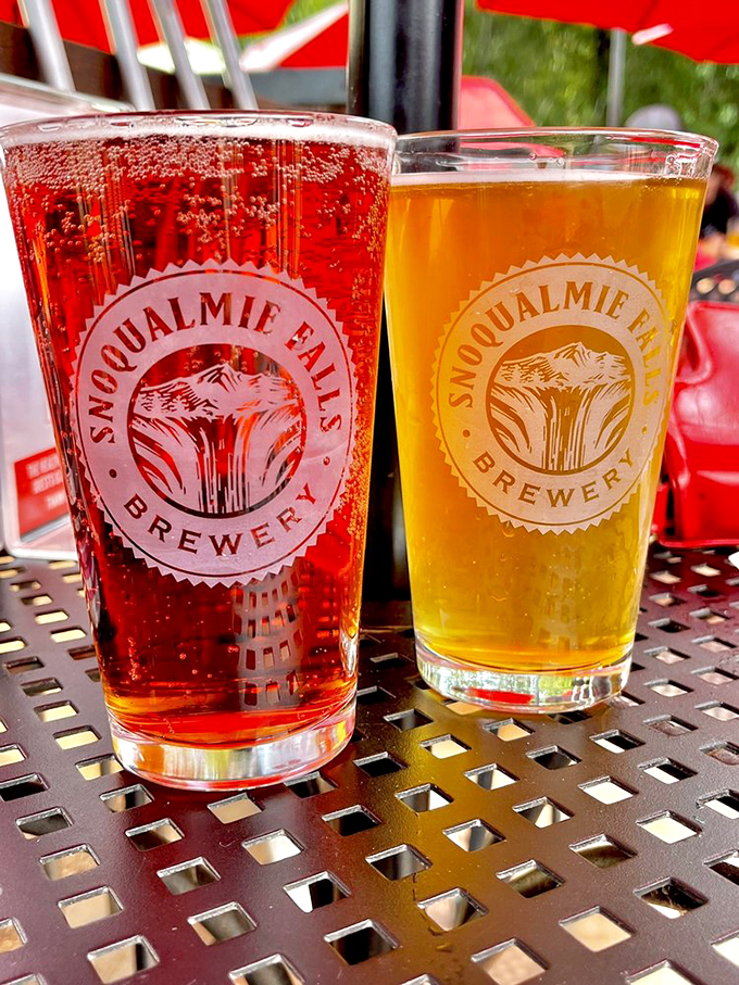 Two glasses, infinite possibilities. Like a sunset captured in carbonation, these brews showcase the spectrum of Snoqualmie's liquid artistry.
