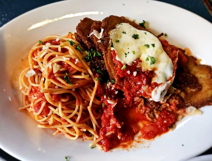 Italian grandmothers everywhere would nod approvingly at this eggplant parmesan&mdash;thin, crispy cutlets nestled against al dente pasta like old friends catching up.