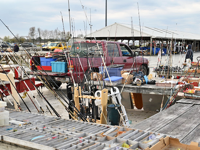 The fishing section &ndash; where anglers debate lures while telling tales of "the one that got away" with increasing fish sizes each hour.