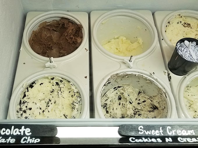 Behind these stainless steel containers lies frozen magic&mdash;each flavor waiting patiently for its moment in the spotlight.