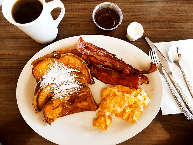French toast that makes you understand why people wait in line on Sunday mornings instead of sleeping in. Worth every minute.