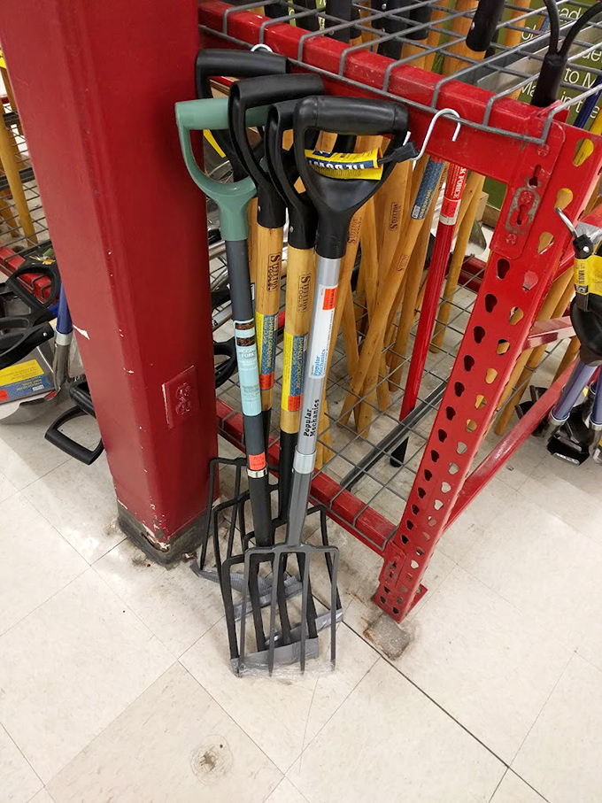 Garden tools with purpose! These aren't just forks and shovels; they're the bargain hunter's weapons against both weeds and retail markup.