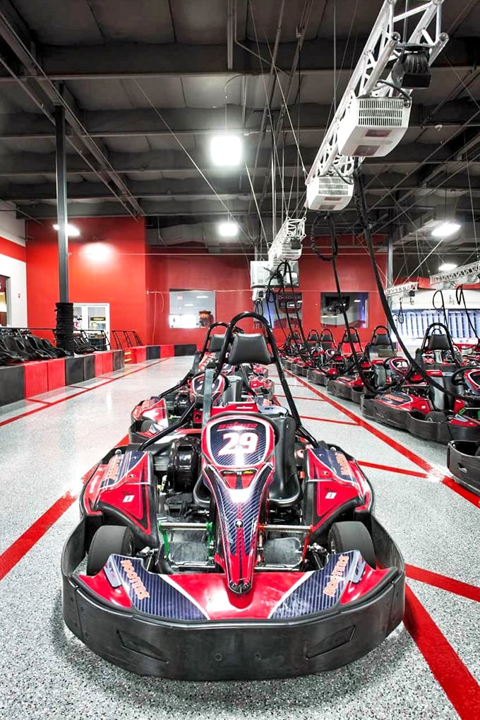 These aren't your childhood go-karts&mdash;sleek, numbered chariots await their pilots, promising speeds that'll make your cheeks flap like a basset hound in a convertible.