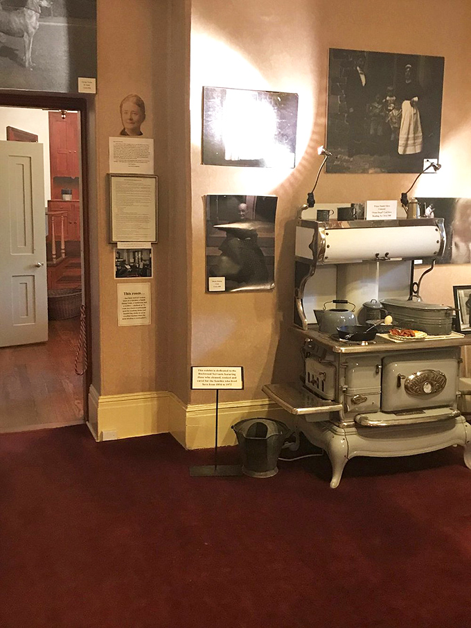 History's hearth on display: this vintage stove wasn't just for show in its heyday. Imagine the feasts prepared here before microwave dinners were even a twinkle in technology's eye.