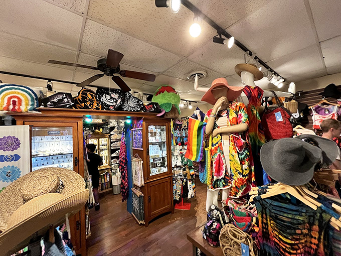 The clothing section: where your inner flower child meets your outer fashionista, with colors bright enough to be seen from space.