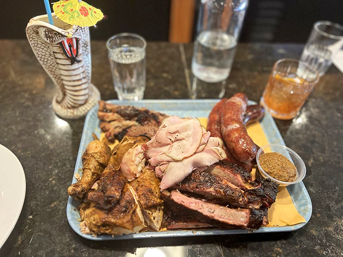 The barbecue equivalent of a greatest hits album: every smoked masterpiece sharing one stage, no opening act needed.