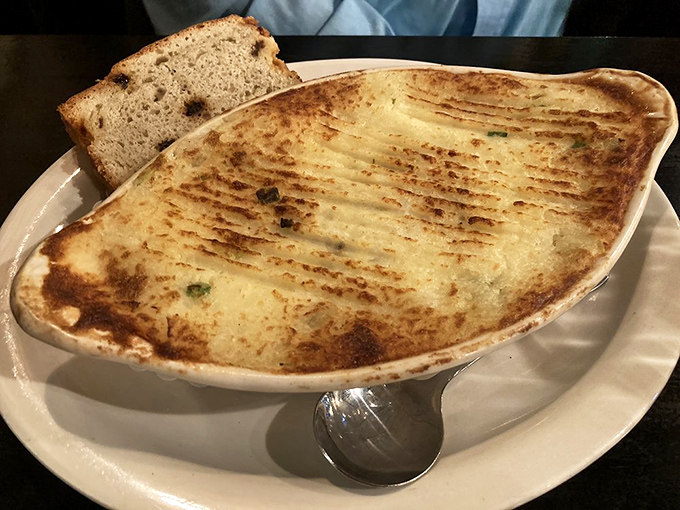 Another angle of comfort food perfection&mdash;this oval dish of goodness has probably prevented more arguments than marriage counseling.