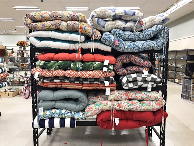 Cushion mountain! These colorful patio pillows could transform the drabbest deck into an outdoor oasis that would make HGTV producers weep with joy.