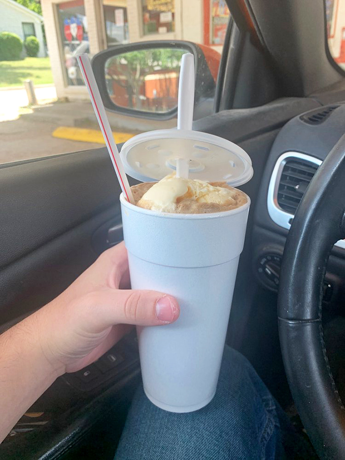 Car-sipping perfection! This root beer float doesn't care about your diet plans or your white upholstery&mdash;it's worth every risk.