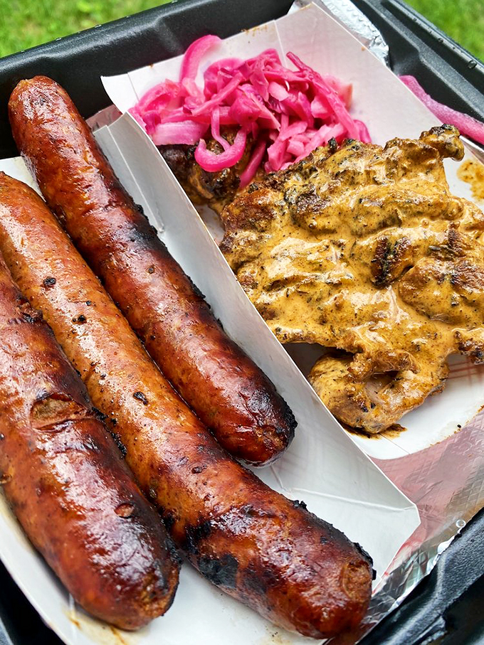Sausages so perfectly smoked and jerk chicken so flavorful, they might make you consider moving to Columbus permanently.