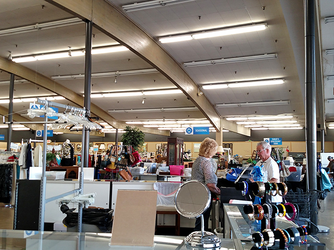 Serious thrifters know the best finds require focus&mdash;these shoppers have the determined look of detectives closing in on a case. 