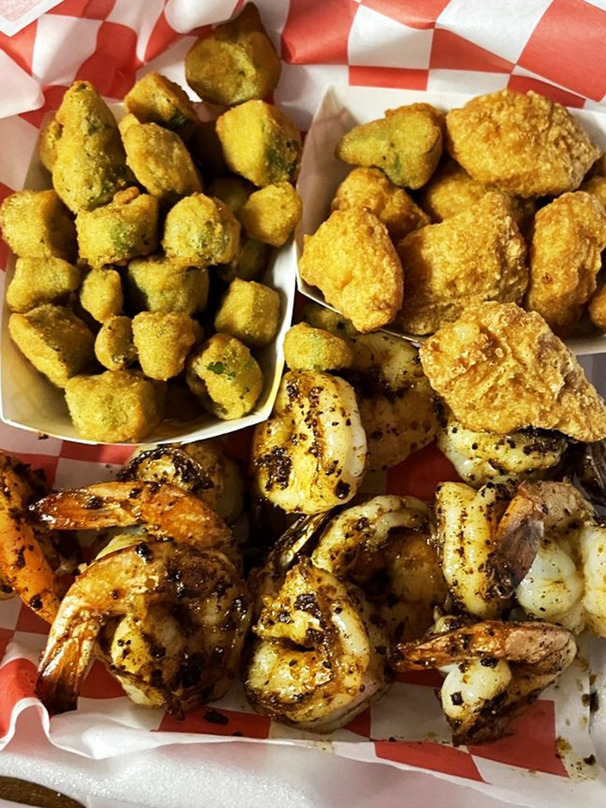 Seafood at a BBQ joint? When it's blackened shrimp this good alongside golden hush puppies, you'll wonder why more places don't cross the streams.