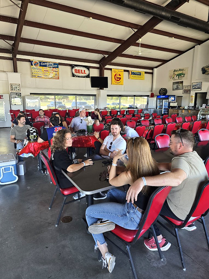 Between heats, the clubhouse offers a place to rehash near-misses and bold passing maneuvers over cold drinks and warm camaraderie.