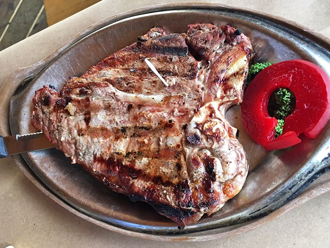 T-bone steak with a roasted red pepper—proof that Dave & Jane's isn't just a one-trick pony in the culinary rodeo.