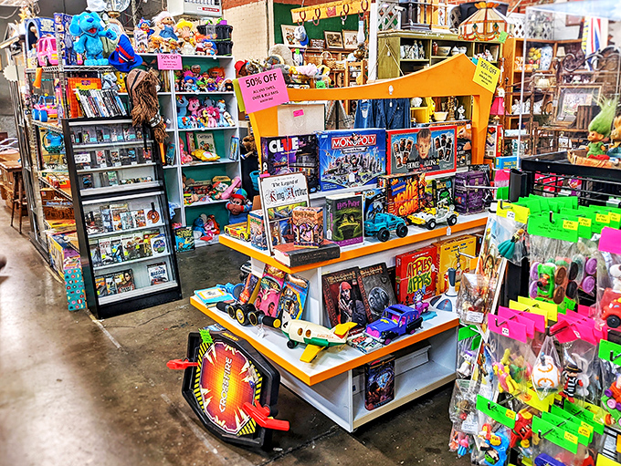 Childhood memories for sale! This toy section is where adults suddenly remember the Christmas morning they unwrapped that exact same board game.