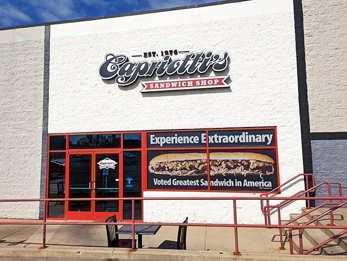 Capriotti's clean white exterior boldly proclaims "Experience Extraordinary"&mdash;a sandwich promise they keep with every bite.