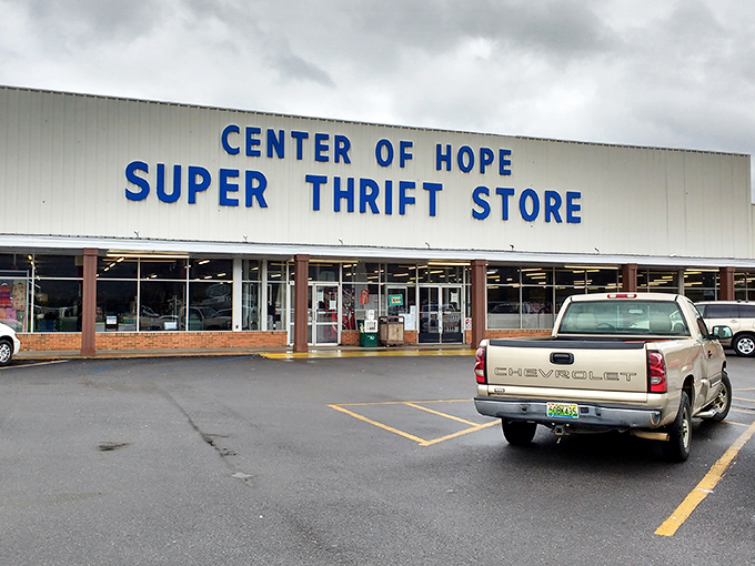 Center of Hope's bold blue letters announce a thrifting superpower. This isn't just a store&mdash;it's a bargain hunter's paradise!