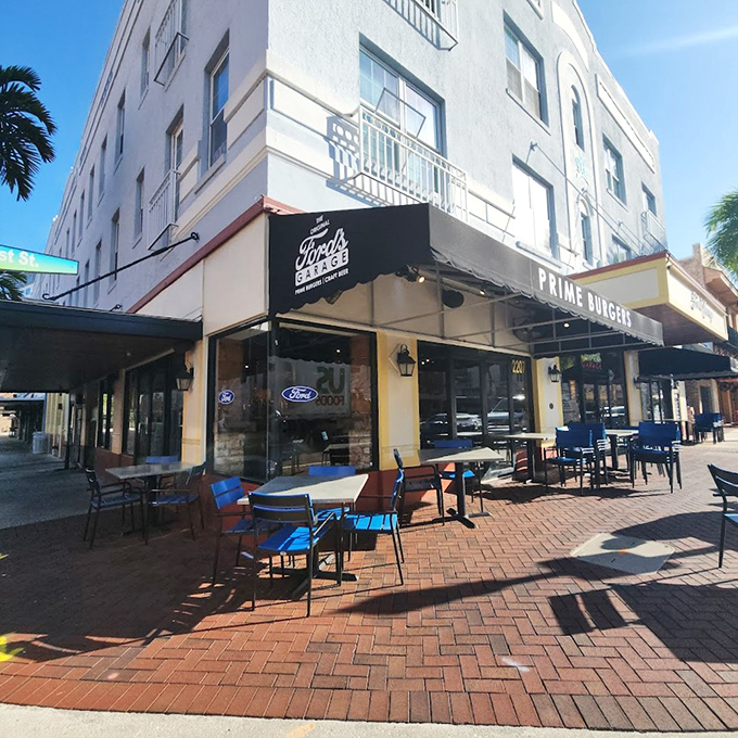 Ford's Garage looks ready for a vintage car meetup, but the real classics are on the menu.