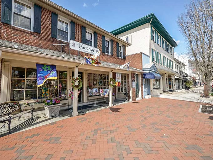 People strolling down this historic brick sidewalk are on a mission for either antiques or amazing lunch spots. Possibly both!
