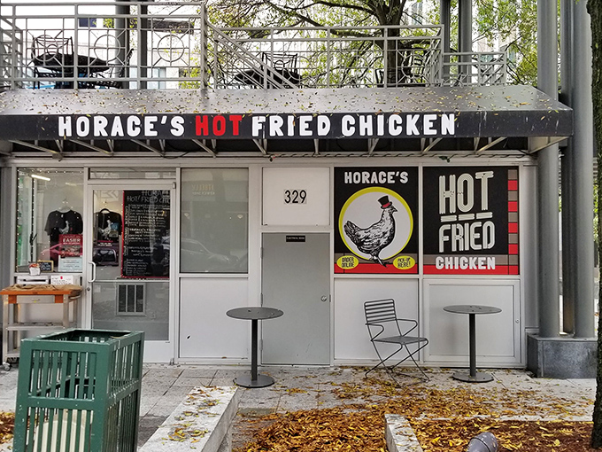 Horace's simple storefront hides Charlotte's hottest chicken secret. This Nashville-style heat makes finding parking worth every minute.