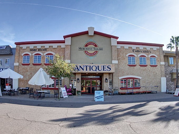 Merchant Square's fa&ccedil;ade promises air-conditioned antiquing. Like time travel, but with credit cards and comfortable shoes.