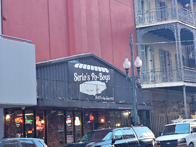Serio's classic storefront promises po-boy perfection in the heart of the French Quarter's sensory overload.