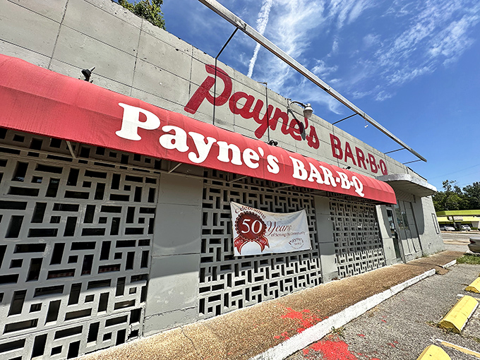 Payne's distinctive concrete block building with its red awning has been a Memphis landmark for BBQ pilgrims seeking chopped pork perfection. 
