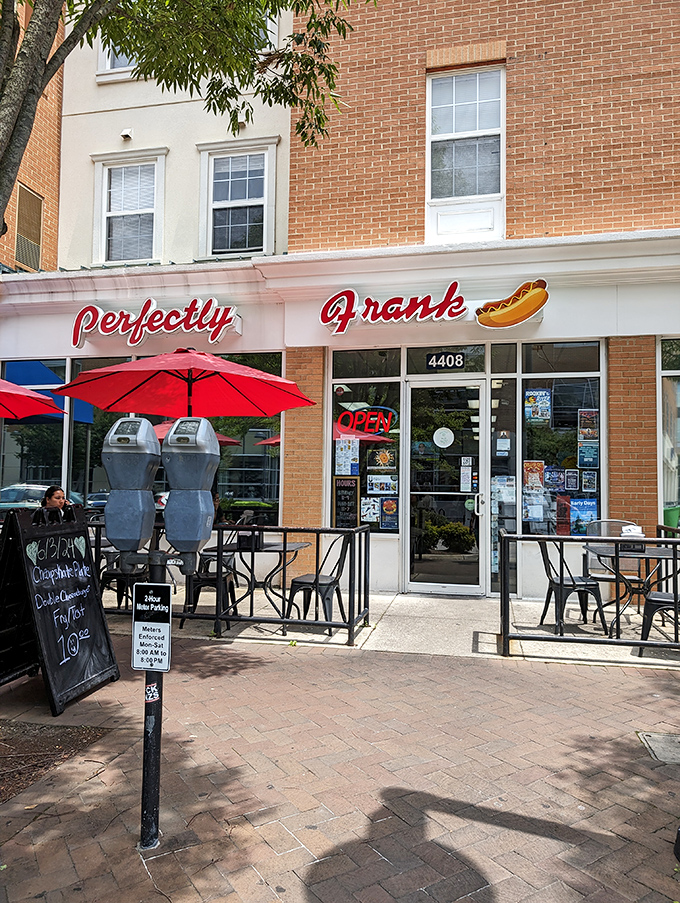 Perfectly Frank's cheerful storefront brightens up Norfolk's day. That hot dog sign is misleading &ndash; their burgers deserve equal billing in the name.