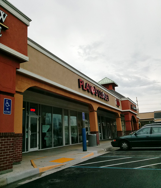 Plato's Closet's understated storefront hides a teenage fashion paradise where yesterday's trends find tomorrow's owners.
