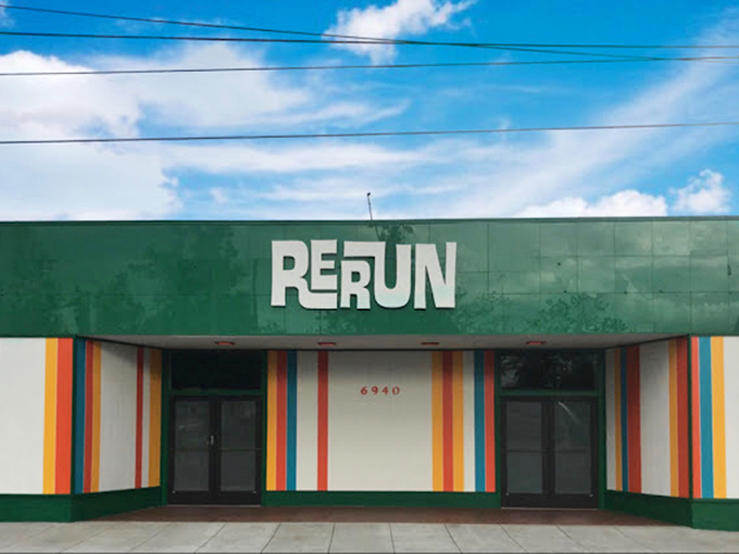 Rerun's rainbow-striped entrance invites you into a world where yesterday's treasures become tomorrow's conversation pieces.