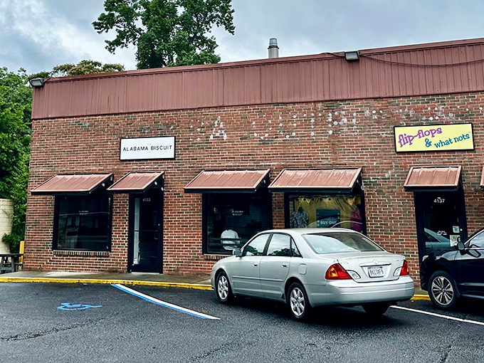 Alabama Biscuit Co.'s humble brick exterior belies the biscuit revolution happening inside&mdash;never judge a biscuit by its building.