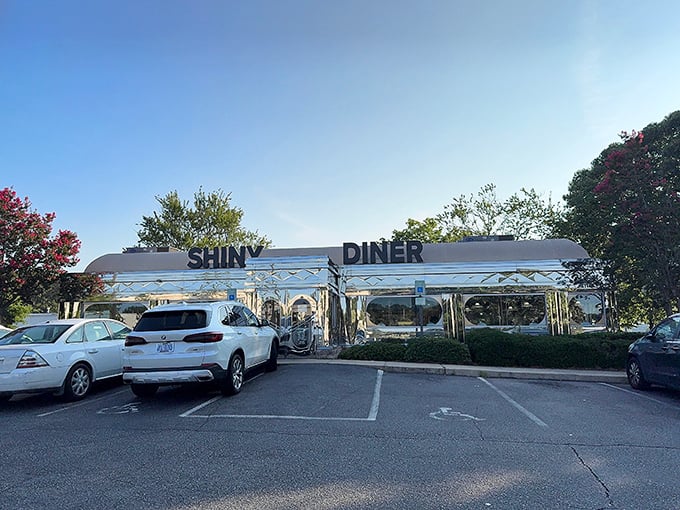 Chrome gleaming in the sunshine, this retro diner sparkles with 1950s nostalgia and milkshakes thick enough to bend your straw.