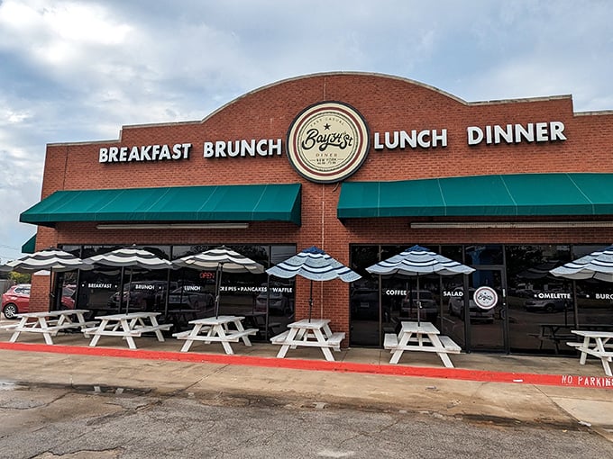 The outdoor seating at Bay34th Street Diner offers the rare chance to enjoy your French toast without someone's elbow in your space.