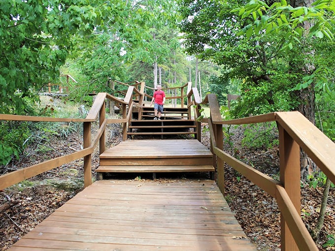 Buck's Pocket State Park: A wooden walkway that leads to the kind of natural serenity that makes you forget your phone password&mdash;and not even care.