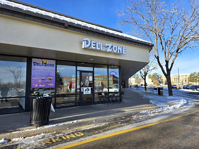 Even in winter, Deli Zone's corner spot beckons with the promise of warmth in sandwich form. Comfort between two slices.
