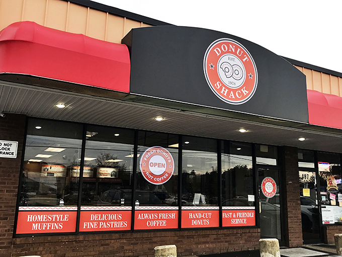 This donut time capsule from 1978 proves some things never need upgrading. The classic storefront promises handmade perfection within.