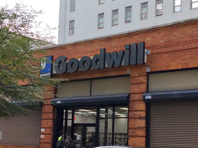 Morning light catches the iconic blue logo&mdash;signaling the start of another day's treasure hunt for Brooklyn's savvy shoppers.