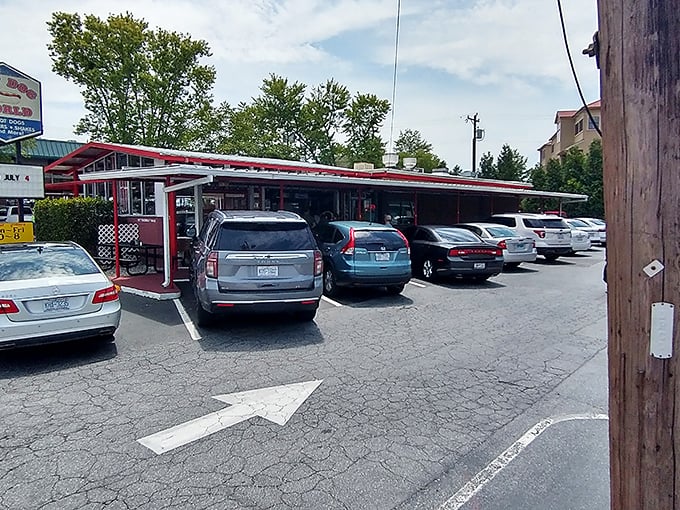 The covered seating area isn't just practical&mdash;it's where Hendersonville residents have been solving the world's problems for decades.