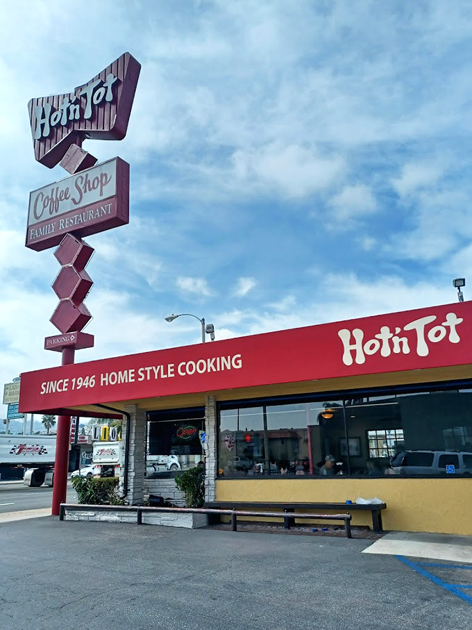 That classic coffee shop sign stands as a defiant reminder that sometimes the best dining experiences don't need a fancy Instagram filter.