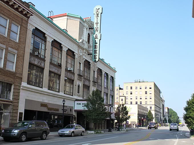 Classic brick buildings line Huntington's streets, offering a backdrop for affordable living that feels anything but cheap.