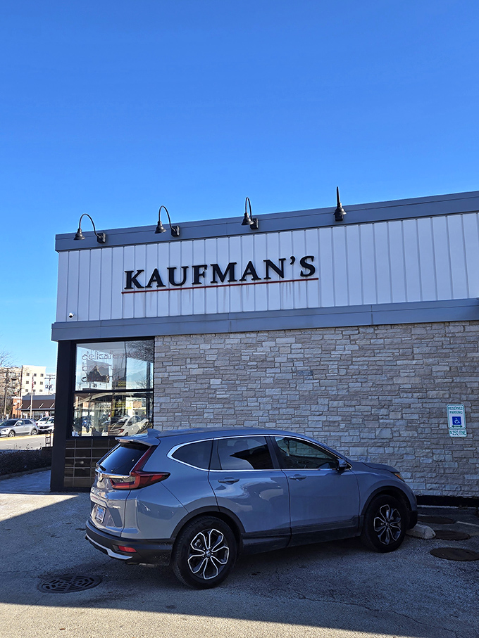 The clean lines of Kaufman's exterior hide a treasure trove of traditional Jewish deli delights. Like walking into a food hug.