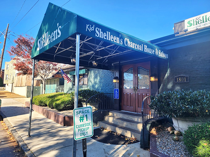 That awning isn't just keeping the rain off – it's sheltering one of Wilmington's most beloved burger institutions from the ordinary world outside.