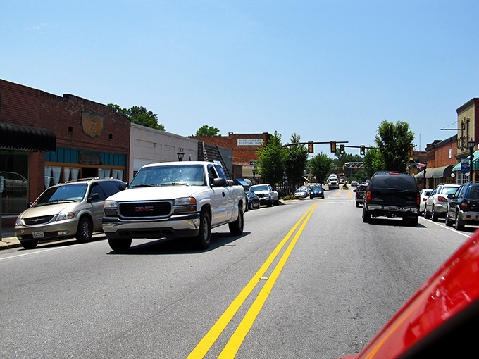 In Landrum, even the parking spots look inviting&mdash;small town charm at its finest.