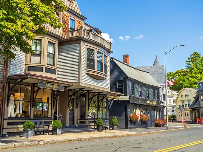 Colorful Victorian storefronts in Manchester-by-the-Sea offer charm that money can't buy but Social Security might afford.