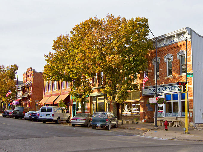 Local shops and sidewalk seating create Mount Vernon's inviting atmosphere, where strangers become friends over shared tables.