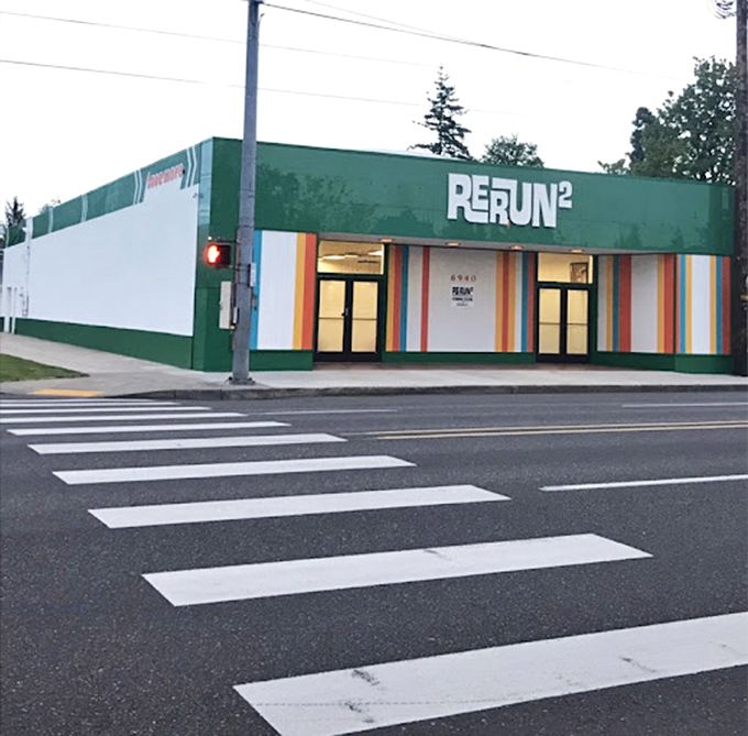 The colorful stripes of Rerun 2 brighten even the grayest Portland day &ndash; like a retro candy store for vintage lovers.
