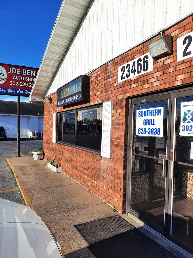 No-nonsense exterior that says, 'We don't need fancy decor when our chicken speaks volumes.'